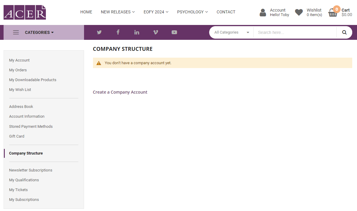 Creating a Company account on the ACER Shop – ACER Shop Support